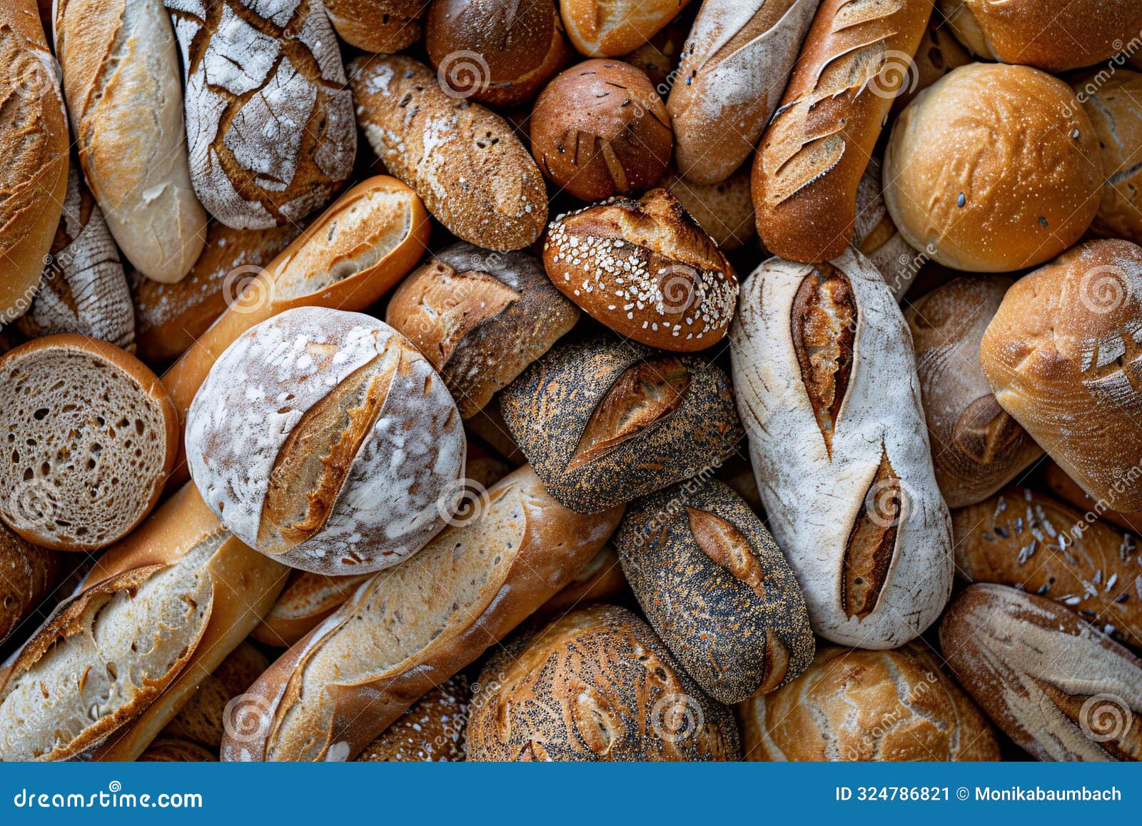 Many Different Types of Bread Loaves and Buns Stock Illustration ...