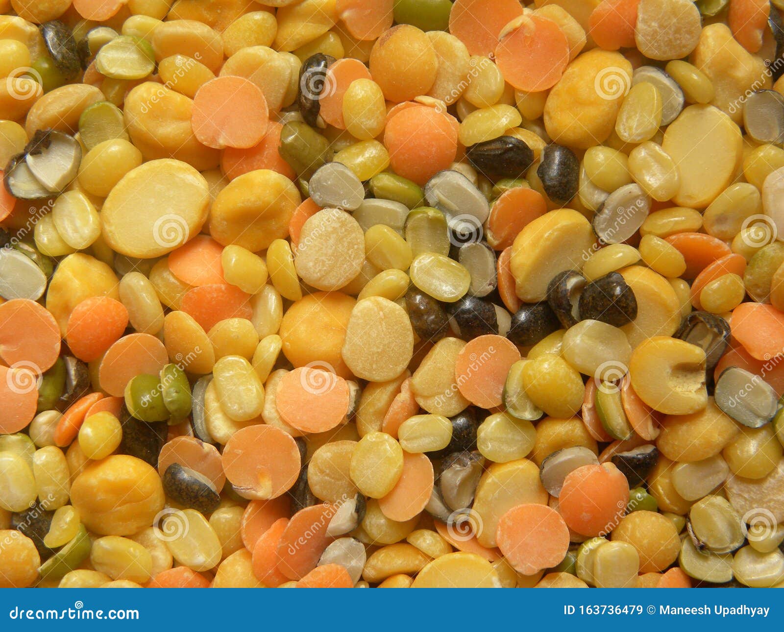 Colorful raw split lentils stock image. Image of isolated - 163736479