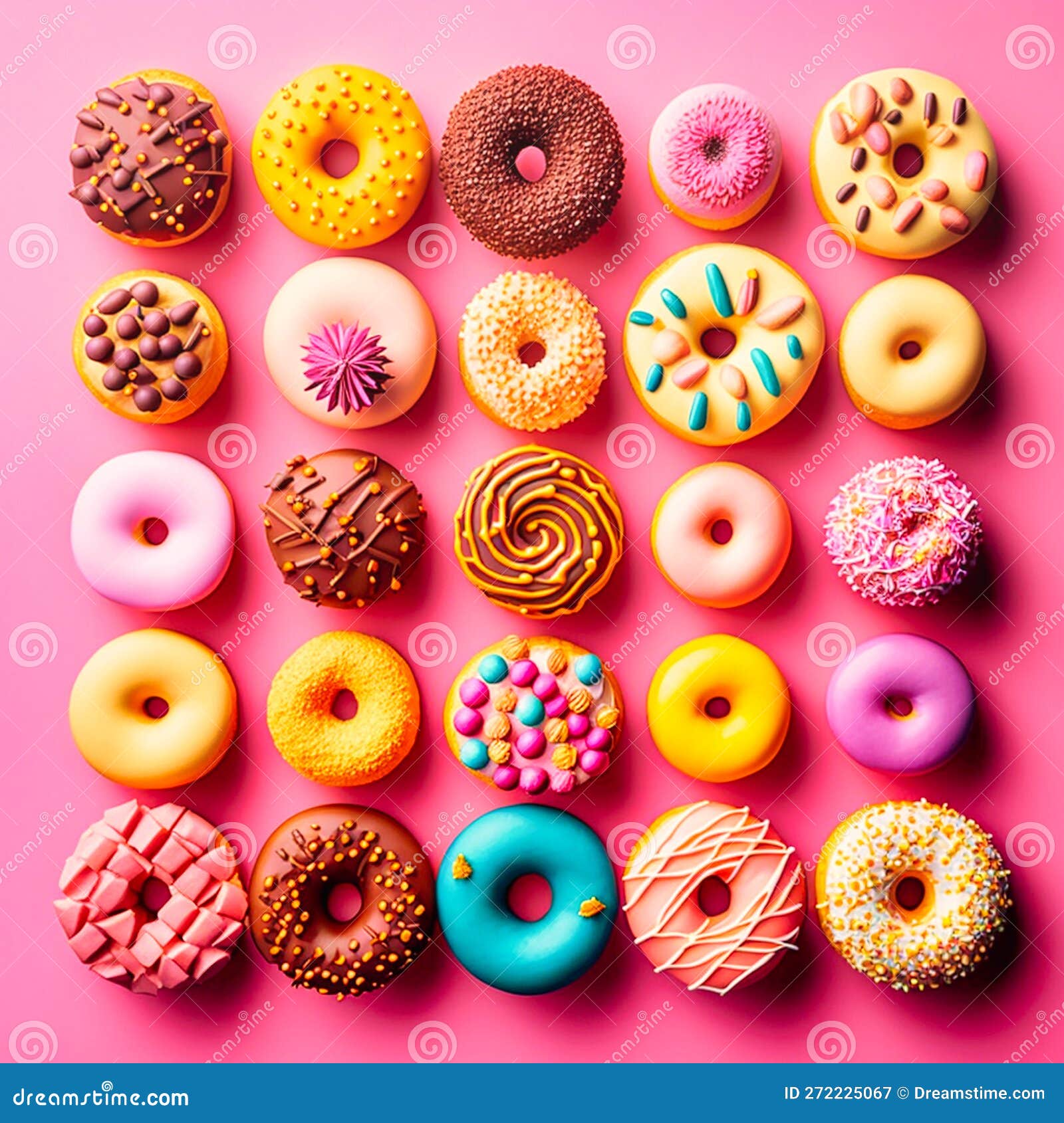 Many Different Types of Donuts, Generative AI Stock Illustration ...