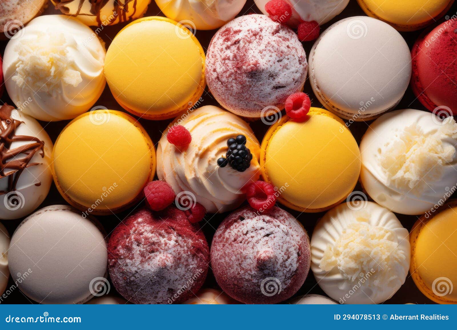Many Different Types of Macarons are Arranged on a Table Stock ...
