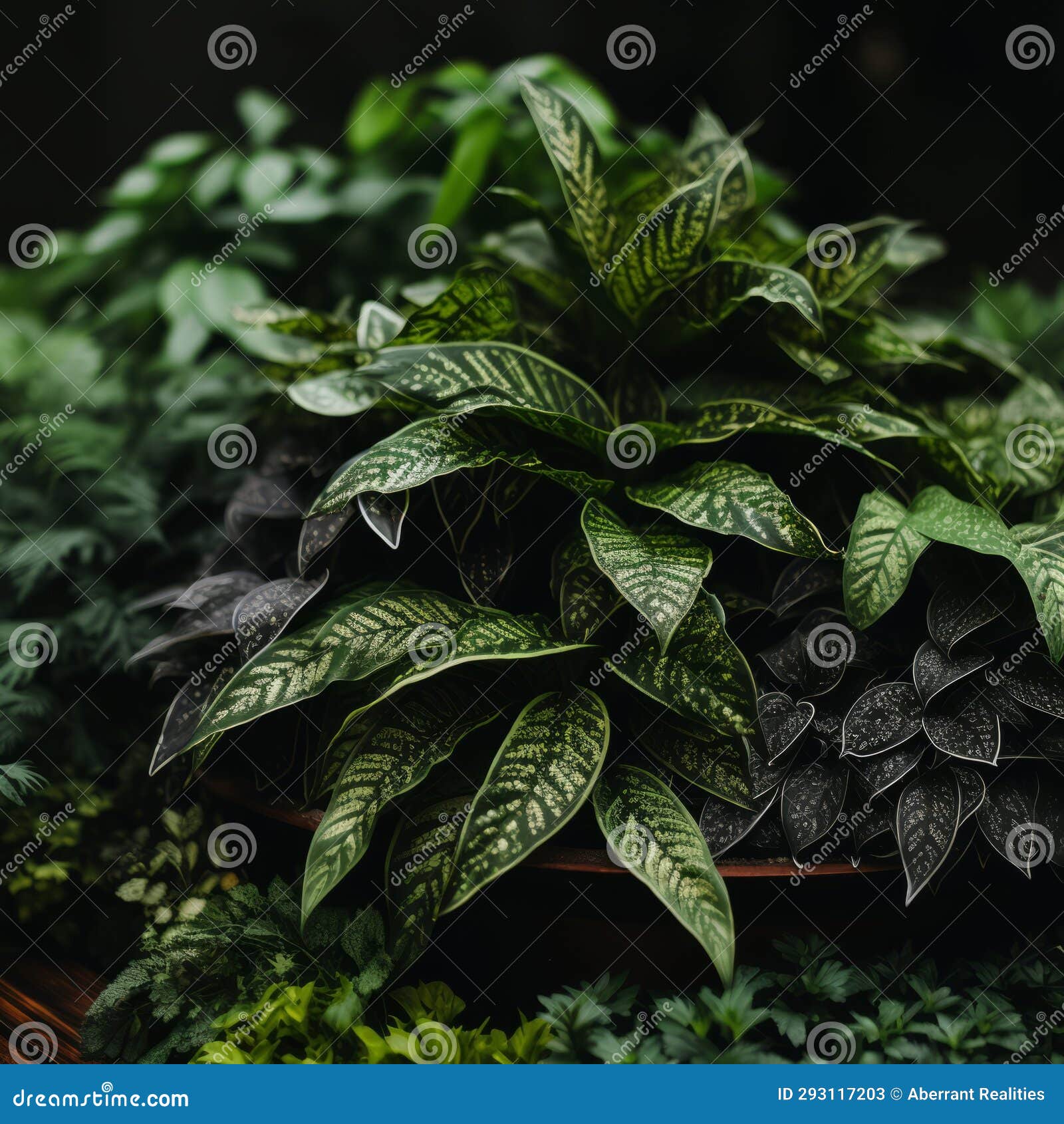 Many Different Types of Plants in a Pot on a Table Stock Illustration ...