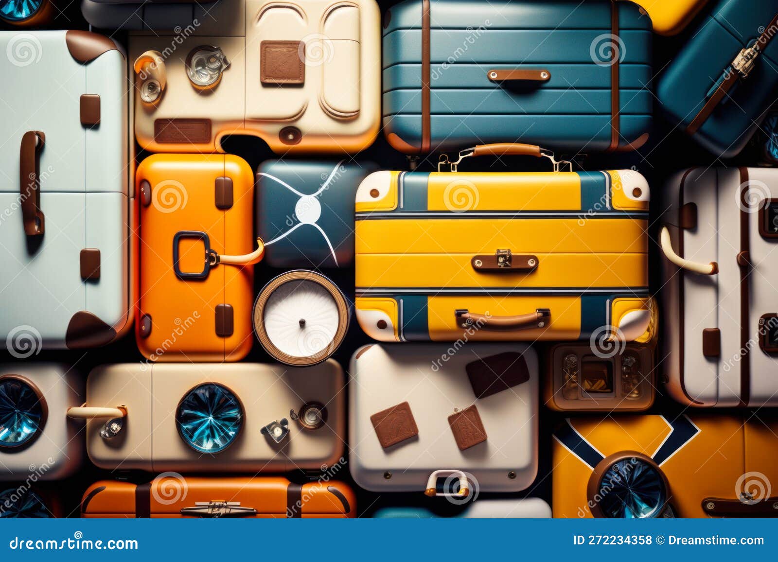 Many Different Types of Suitcases are Arranged on Top of Each Other ...