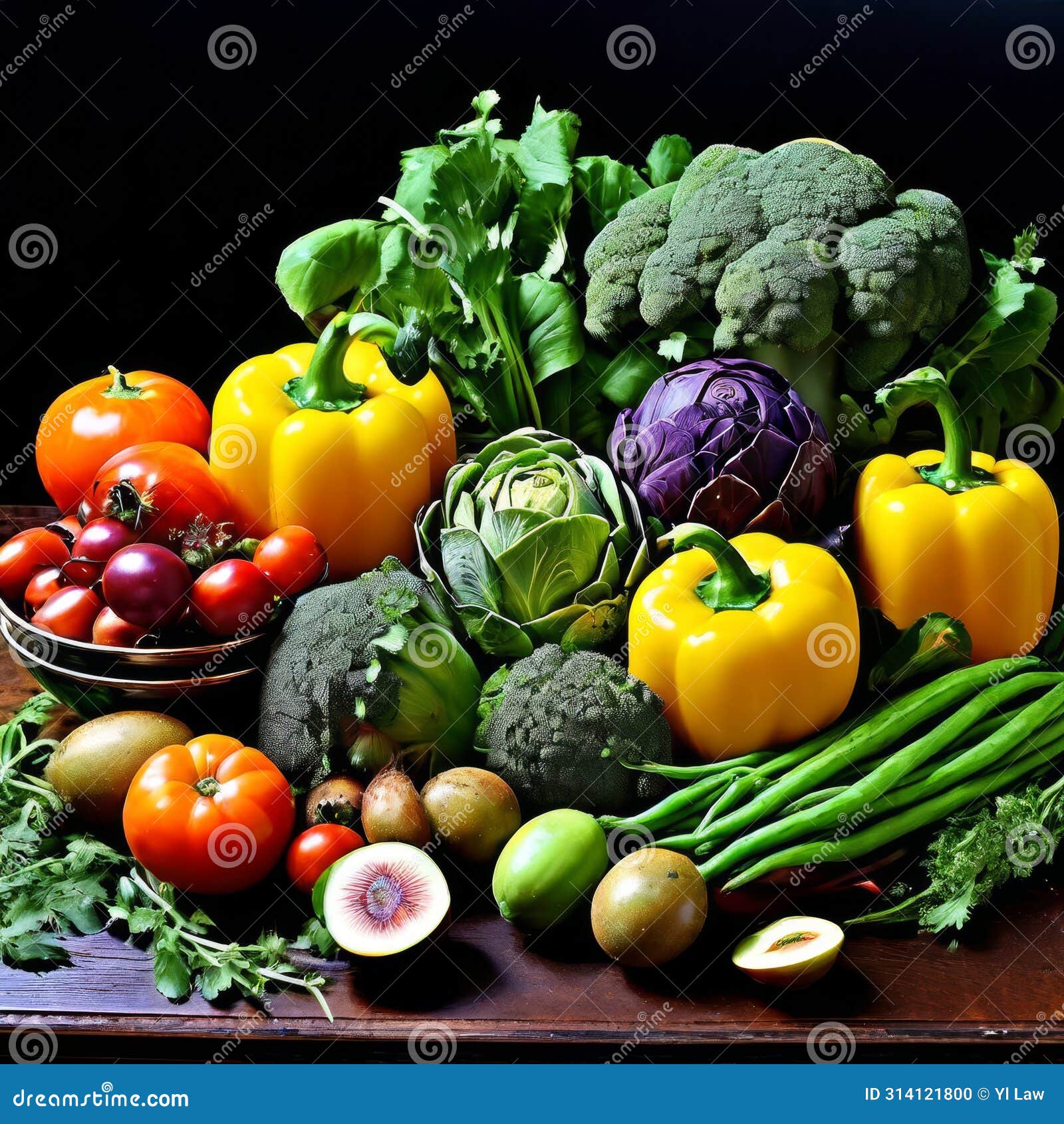 Many Different Types of Vegetables on the Table Stock Illustration ...