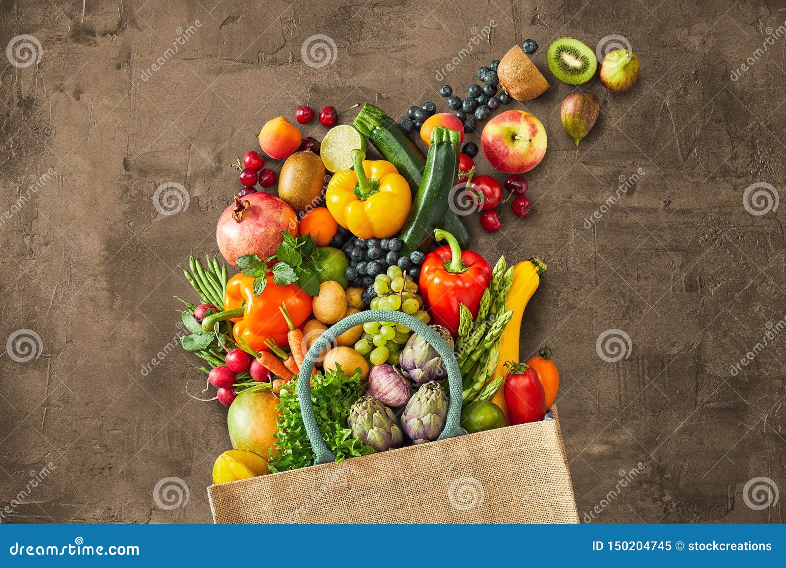 Many Different Vegetables Falling Out of Bag Stock Image - Image of ...