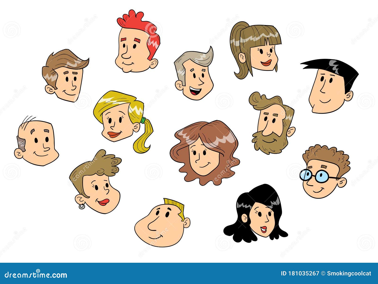 Many different human faces stock vector. Illustration of faces - 181035267