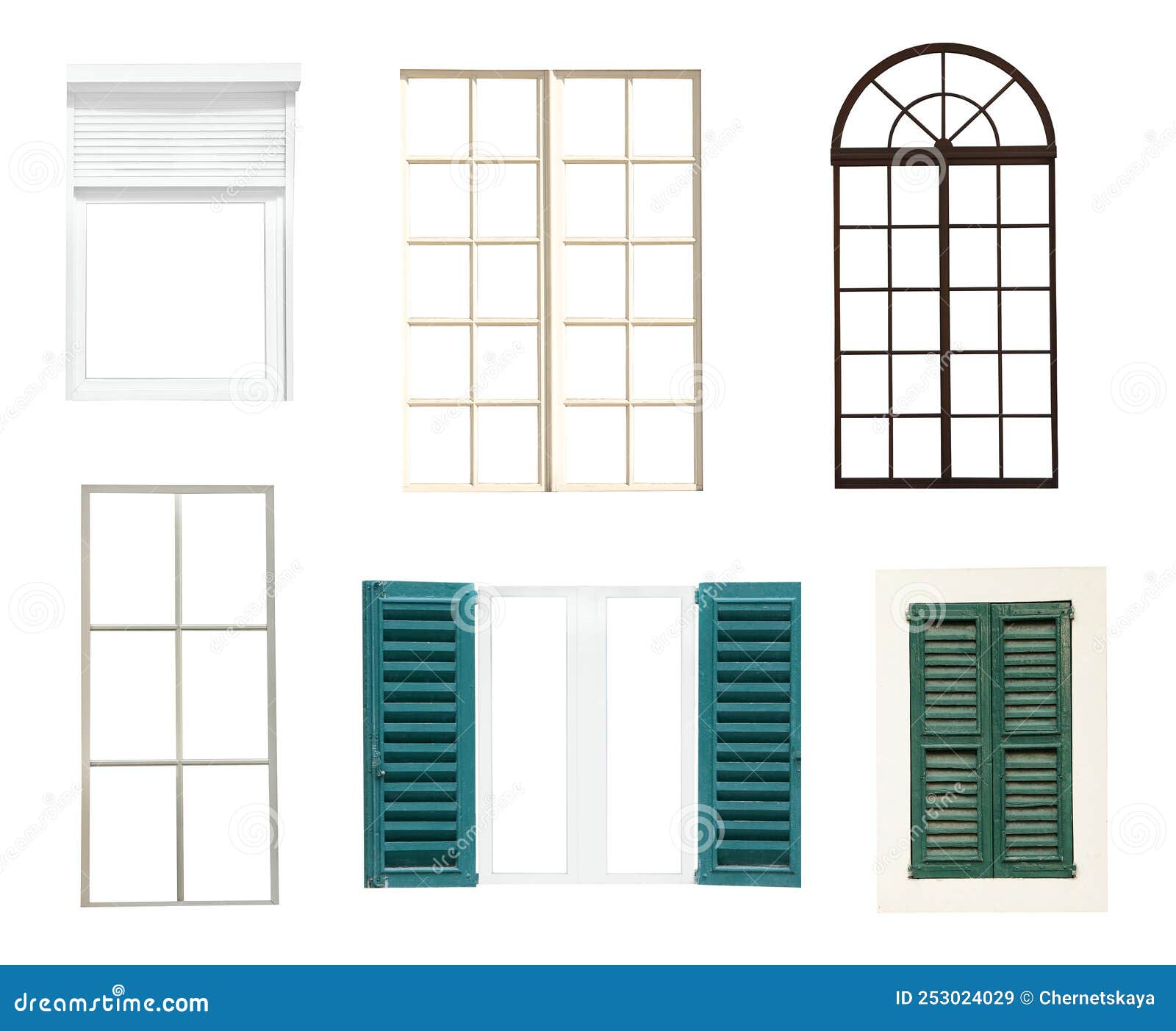 Many Different Window Frames on White Background, Collage Stock Image ...
