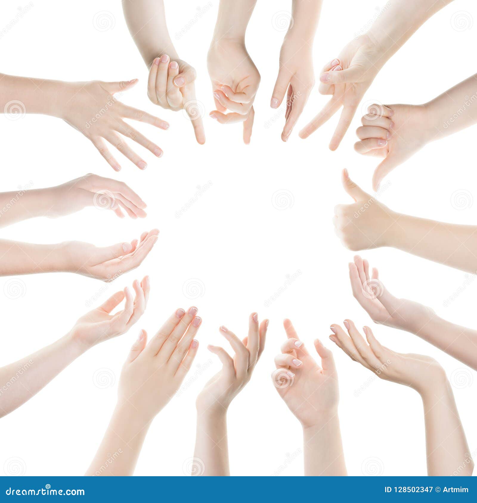 Many Different Woman Hand Gestures Isolated Stock Image - Image of ...