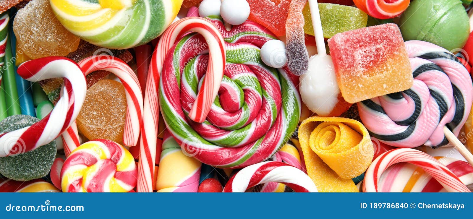 Many Different Yummy Candies As Background. Banner Design Stock Photo ...