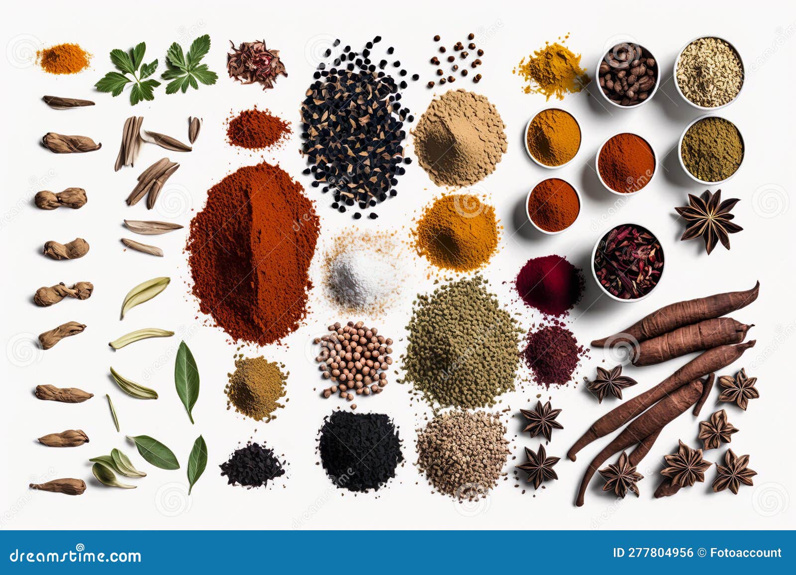 Many Different Yummy Spices Isolated on White Background - Generative ...