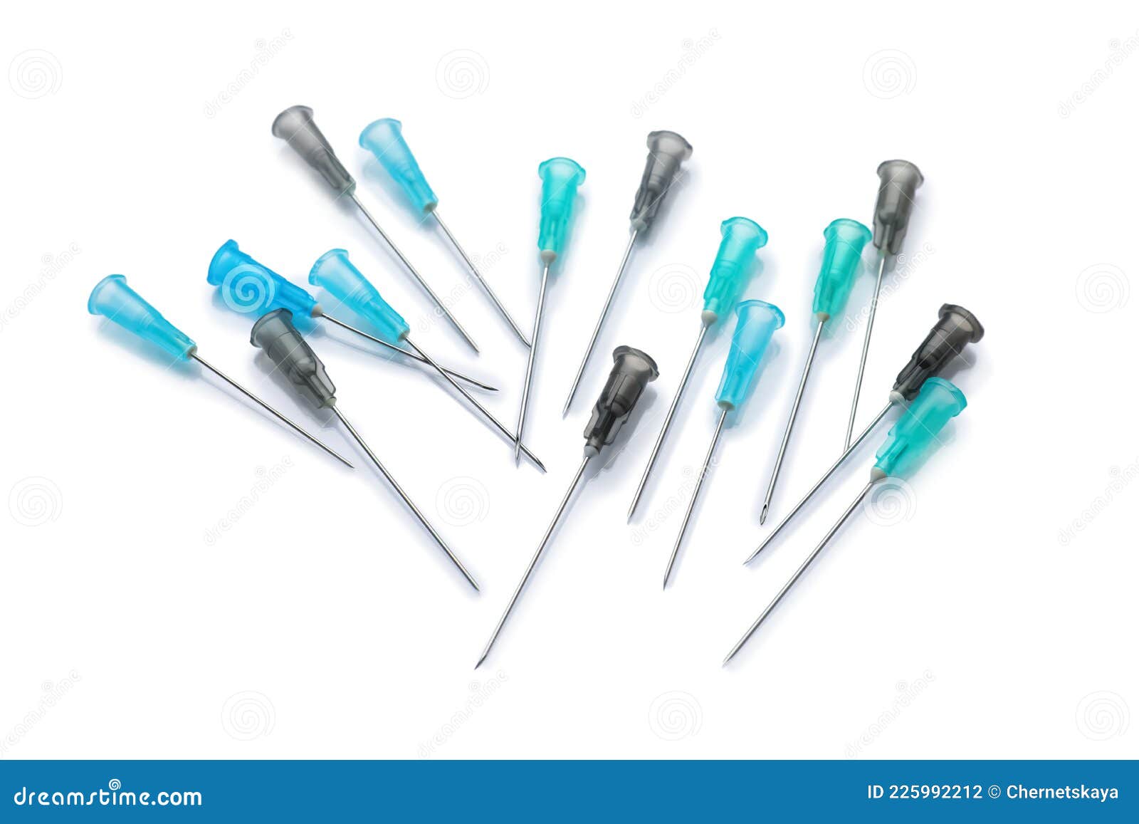 Many Disposable Syringe Needles on White Background Stock Photo - Image ...