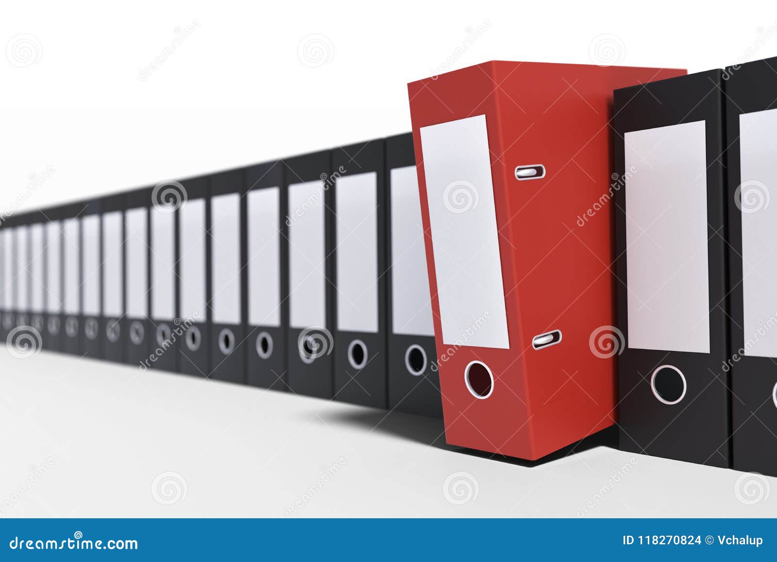 Many Documents and Folders in Row. 3D Rendered Illustration Stock ...