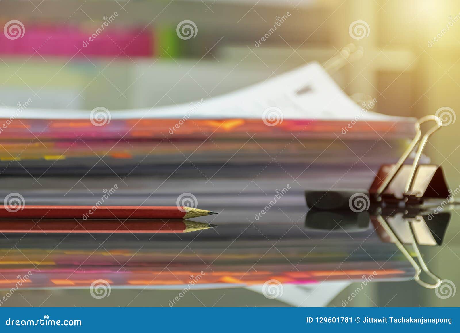 Many Documents are Placed on the Desk. Stock Image - Image of office ...