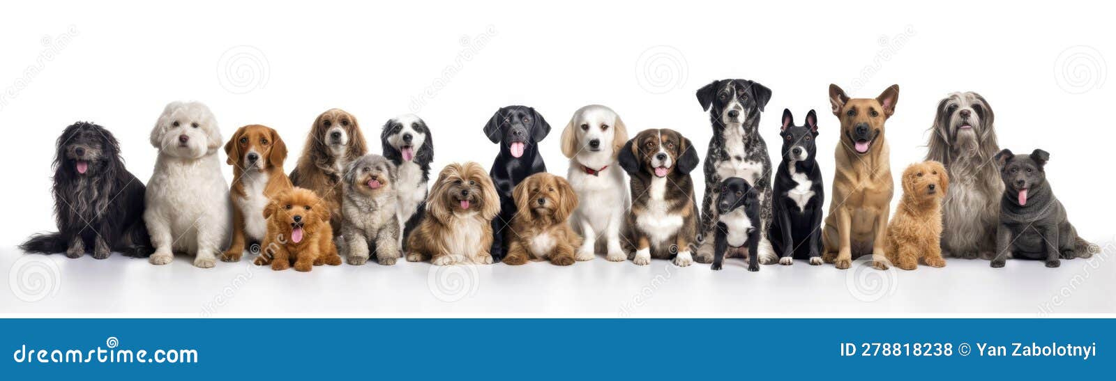 Many Dogs Sitting A Whitte Banner Background. Generative AI Stock ...