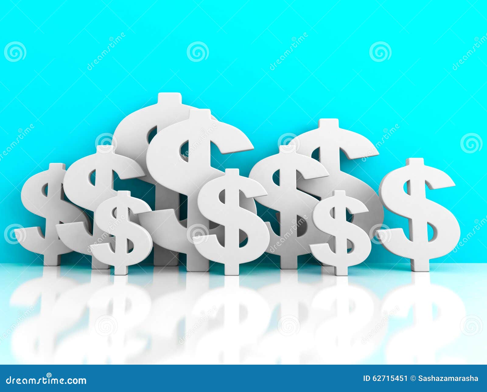 Many Dollar Currency Symbols on Blue Background Stock Illustration ...