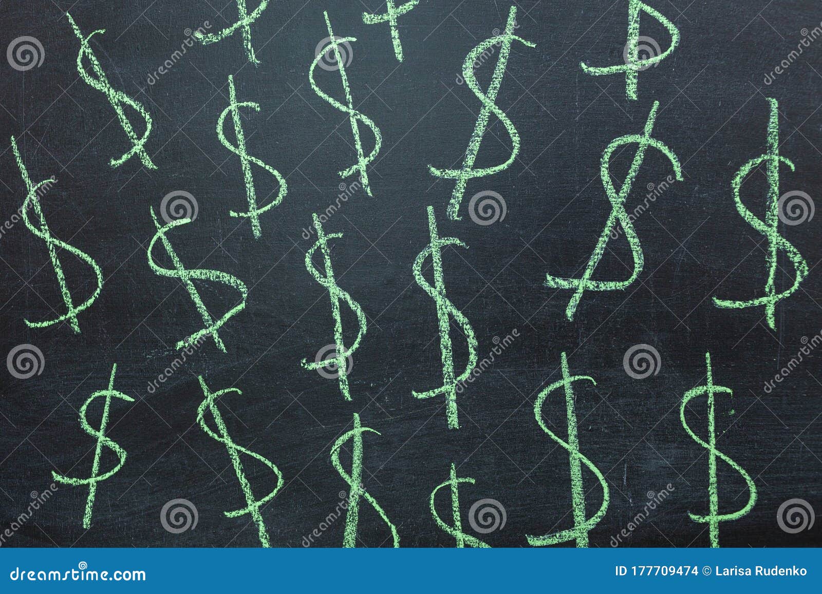 Many Dollar Symbols on a Chalkboard Stock Photo - Image of economy ...
