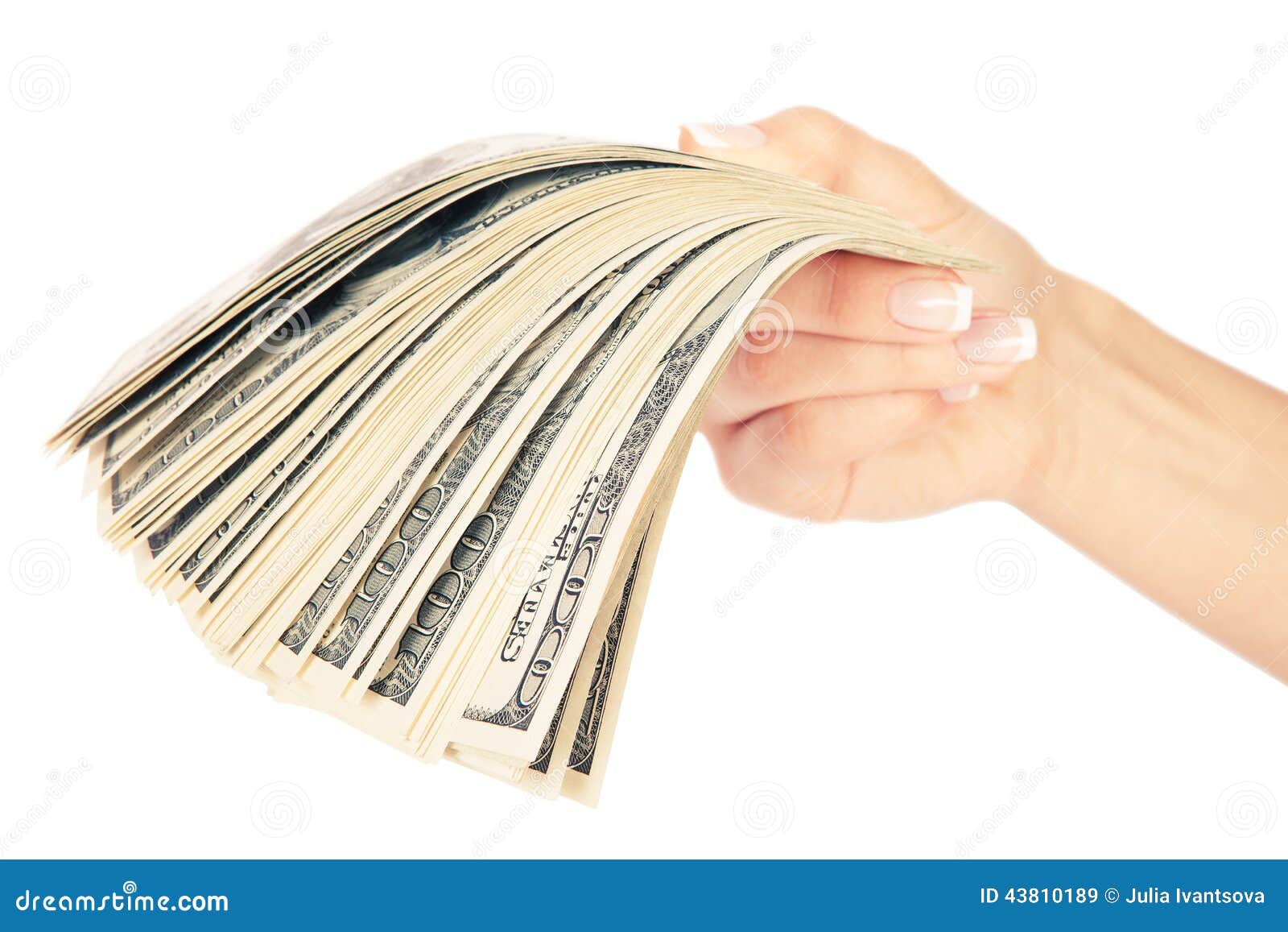 Many Dollars Falling on Woman S Hand Stock Image - Image of falling ...