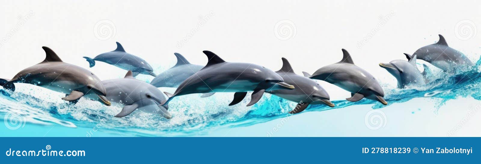 Many Dolphins Sitting a Whitte Banner Background. Generative AI Stock ...