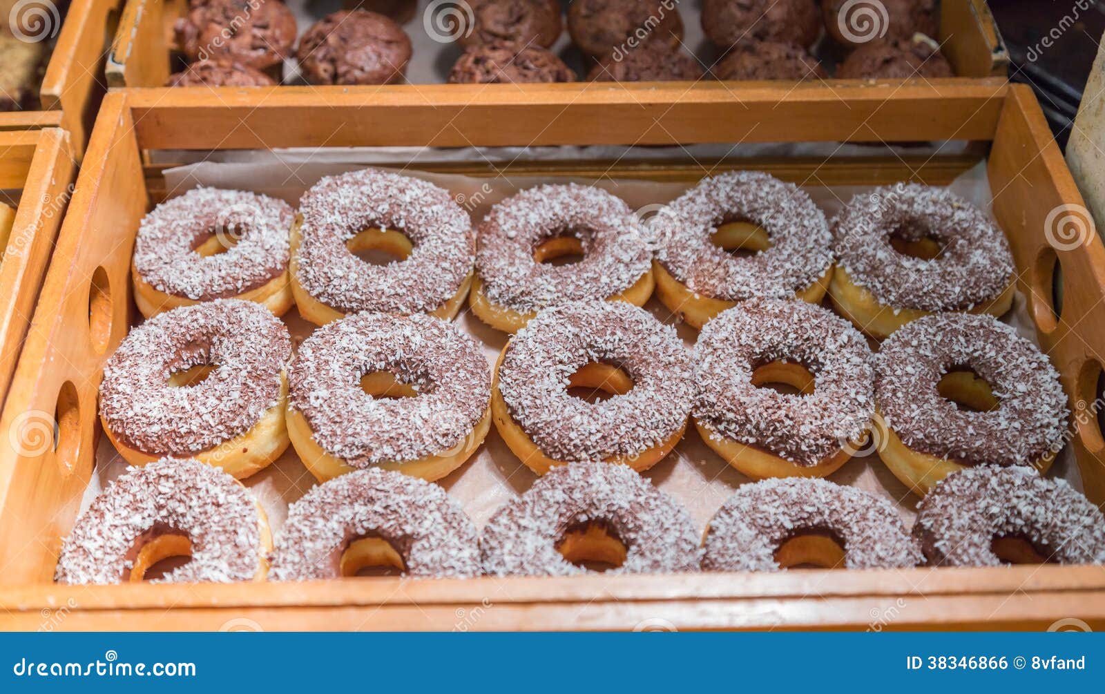 Many of donuts in a box stock photo. Image of dessert - 38346866