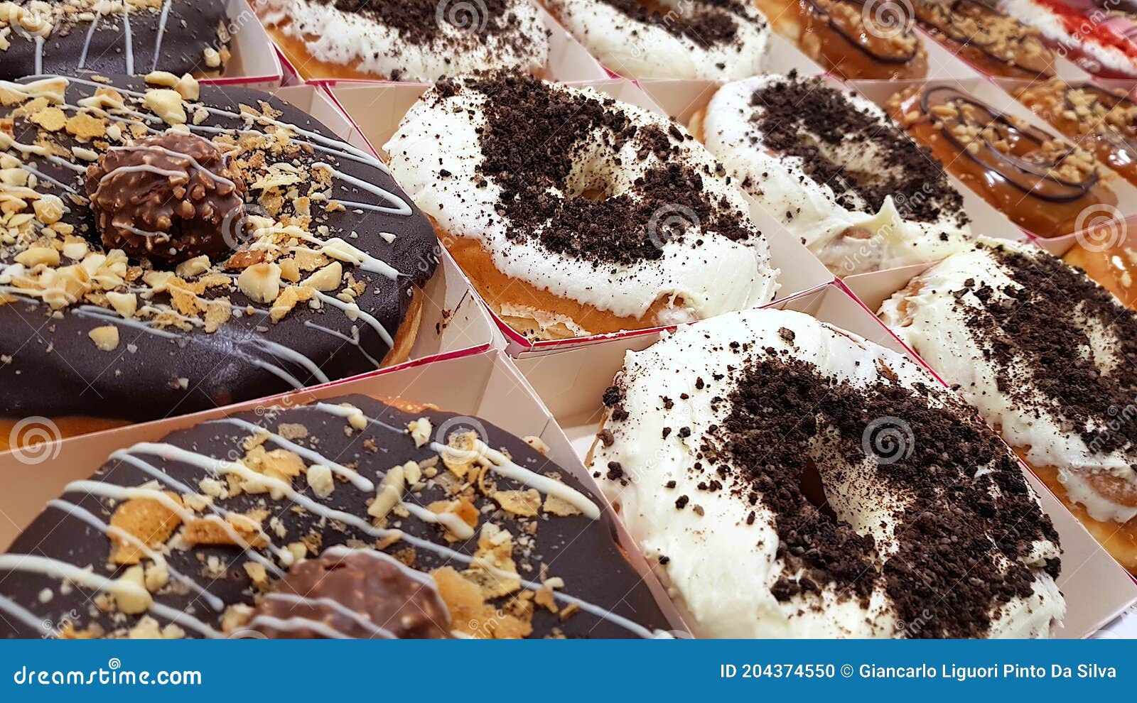 Many Donuts with Different Icing Stock Photo - Image of delicious ...