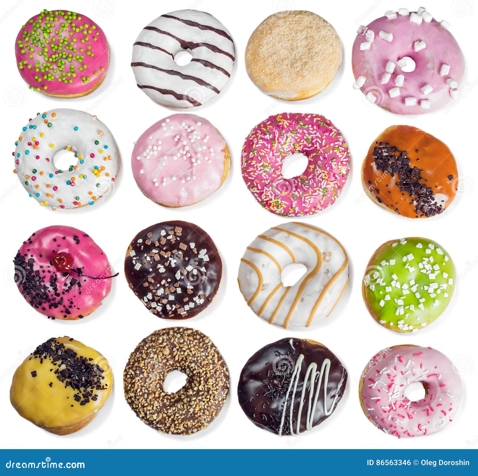 Many Donuts with Filling Isolated Stock Photo - Image of brown, dessert ...