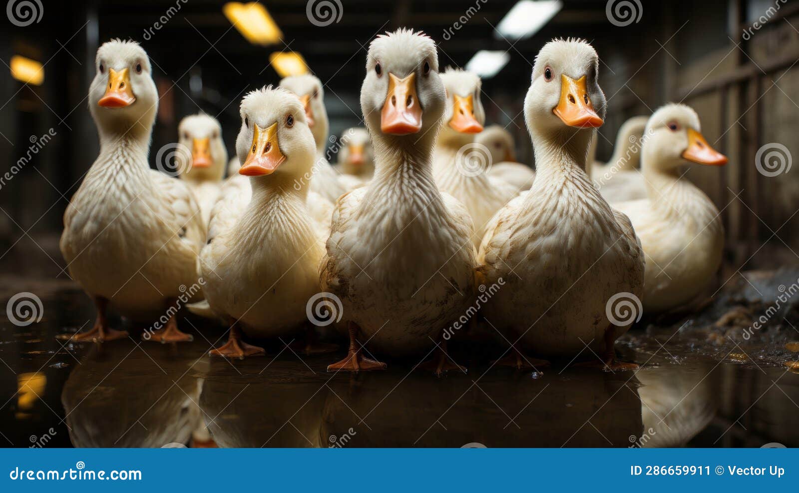 Many Ducks in a Row. Generative AI. Stock Image - Image of fluffy ...