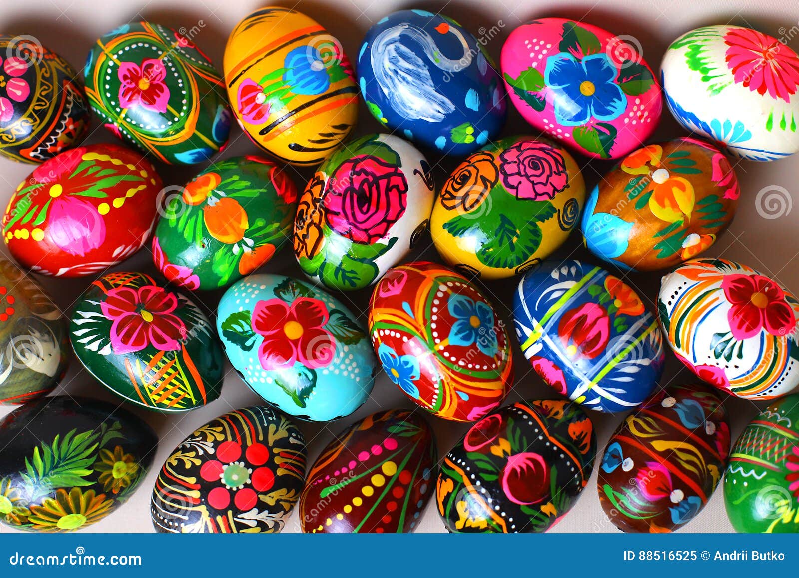 Many Easter Eggs, Different Colors, with Different Patterns Stock Image ...
