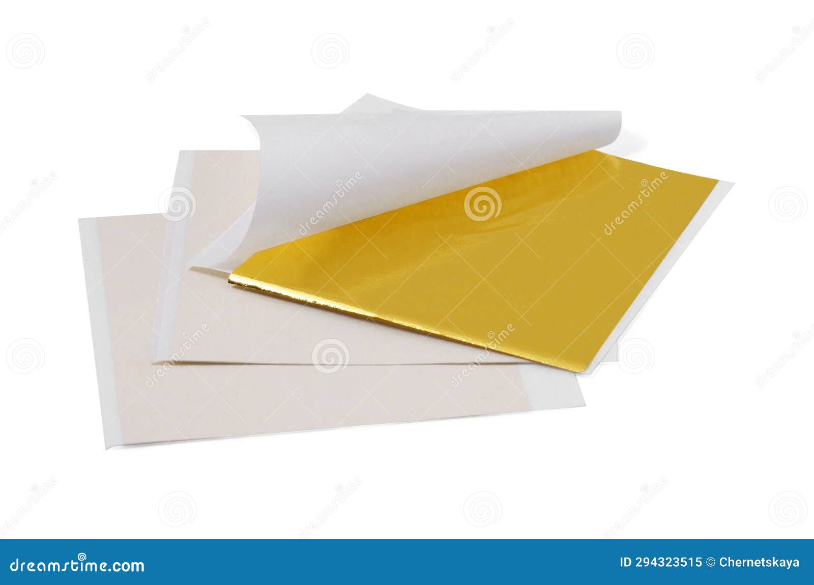Many Edible Gold Leaf Sheets on White Background Stock Image - Image of ...