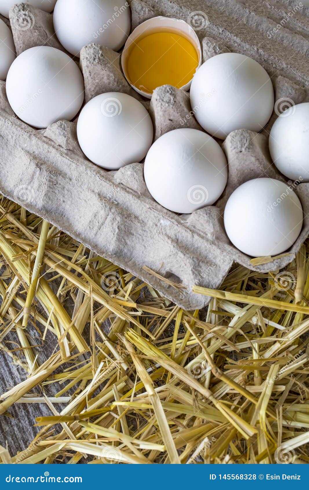 Many Eggs Lie on the Background of Hay, Top View Stock Photo - Image of ...