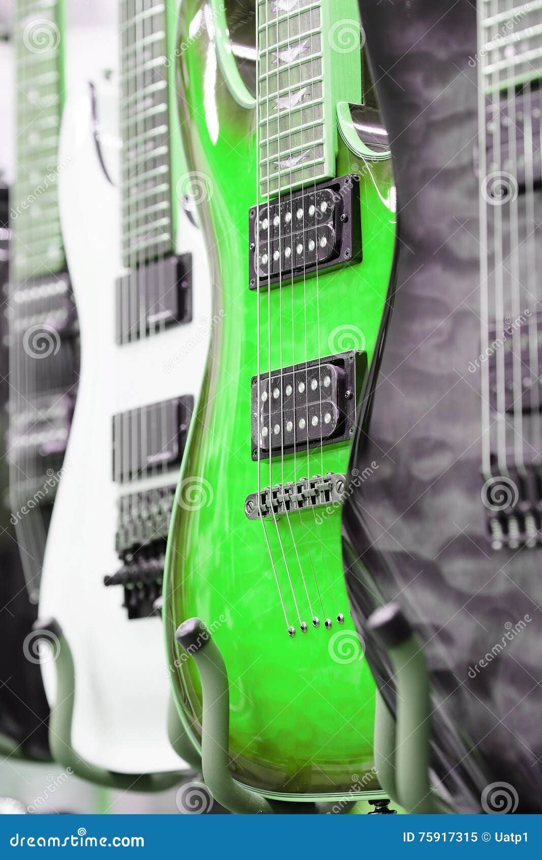 Many electric guitars stock image. Image of roll, guitar - 75917315