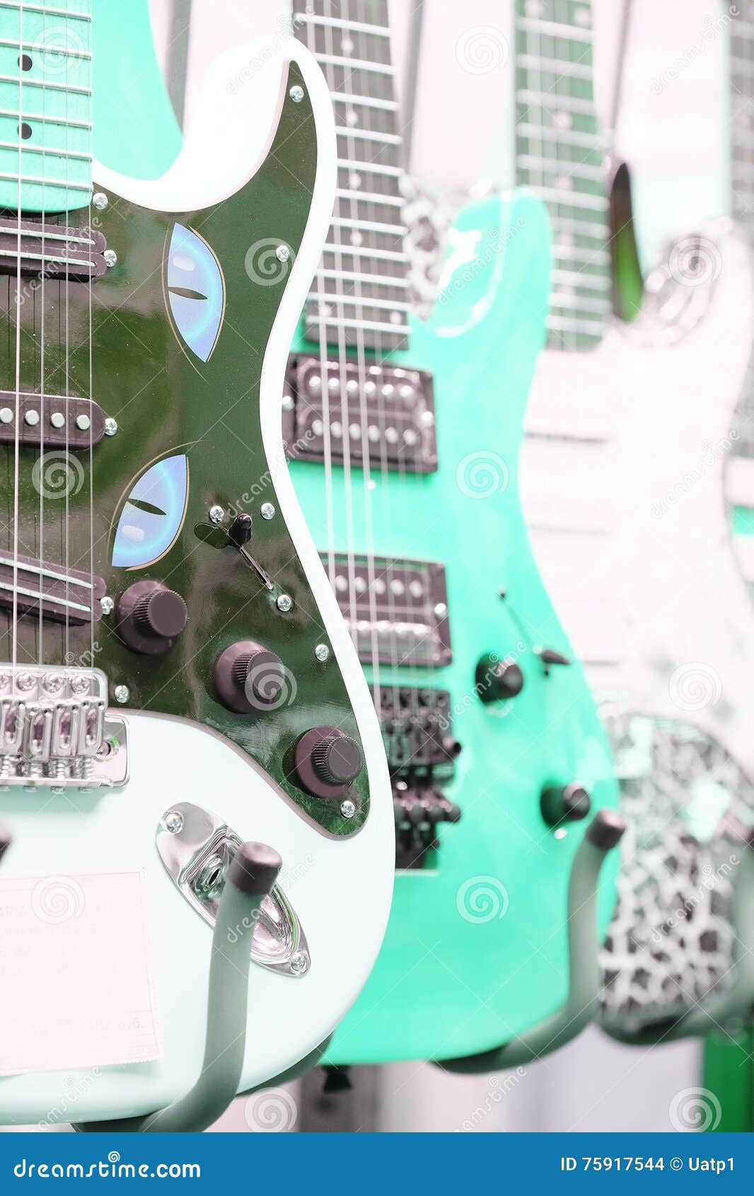 Many electric guitars stock photo. Image of musician - 75917544