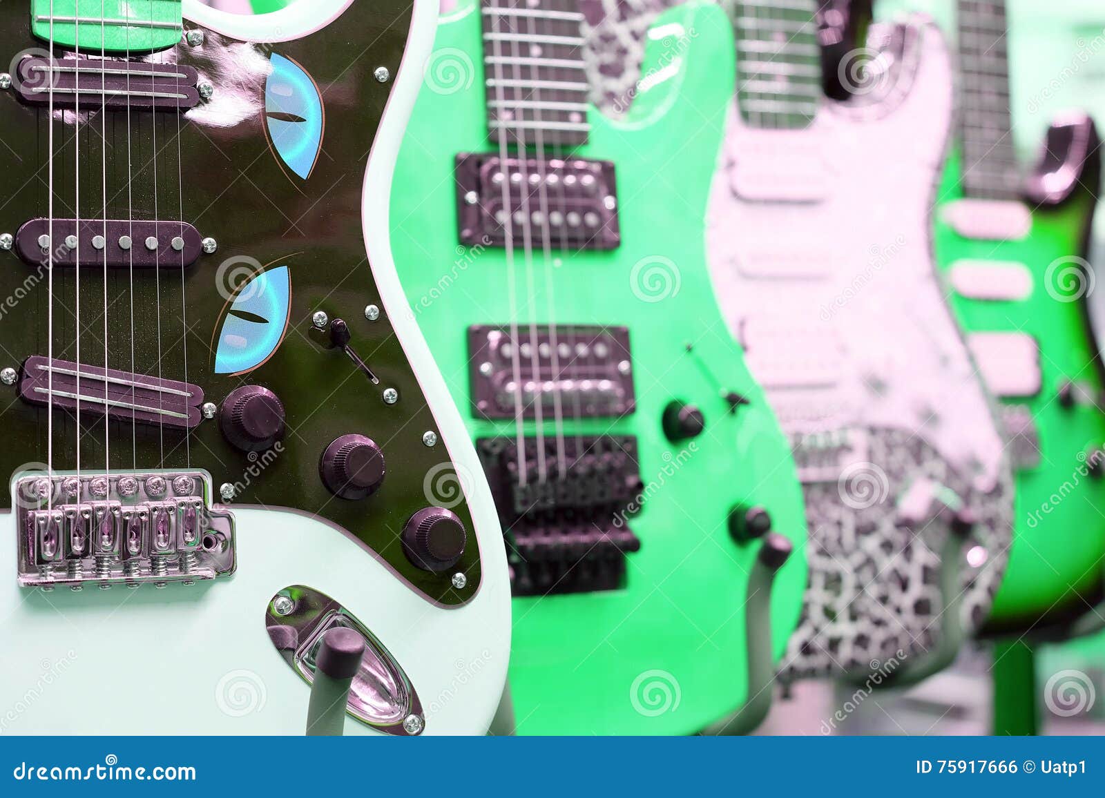 Many electric guitars stock photo. Image of band, concert - 75917666