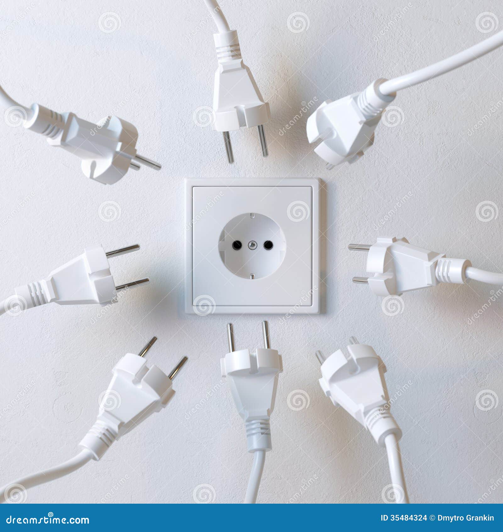 Many Electric Plugs are Fighting for Power from the Wall Socket Version ...