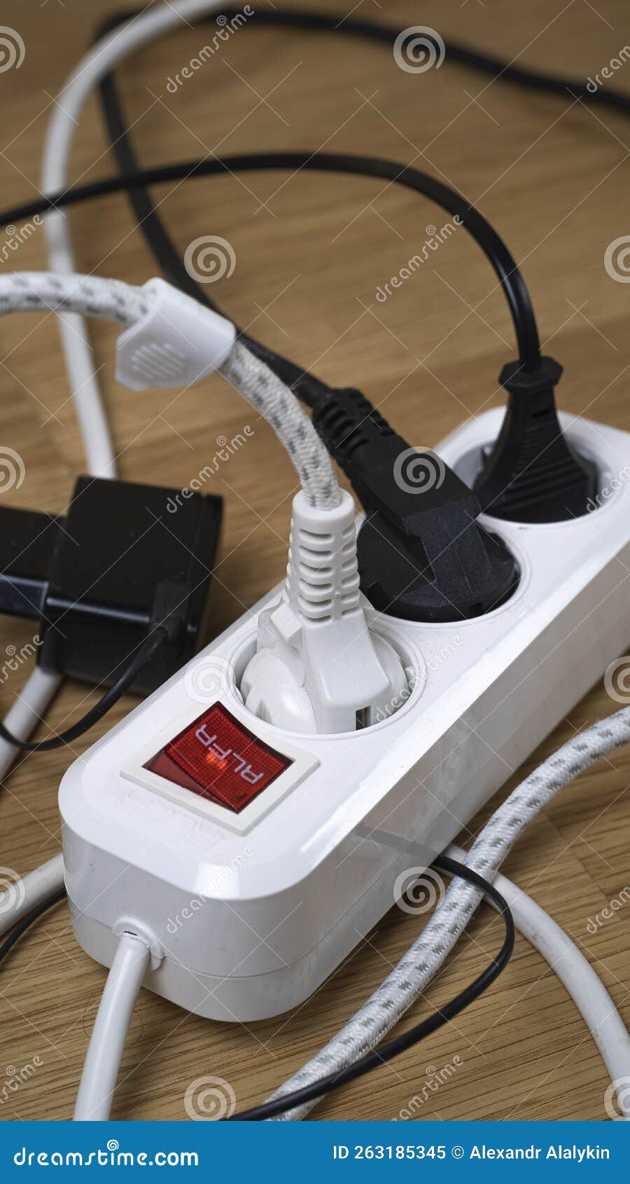 Many Electrical Devices Using Electricity through Electrical Plug Stock ...