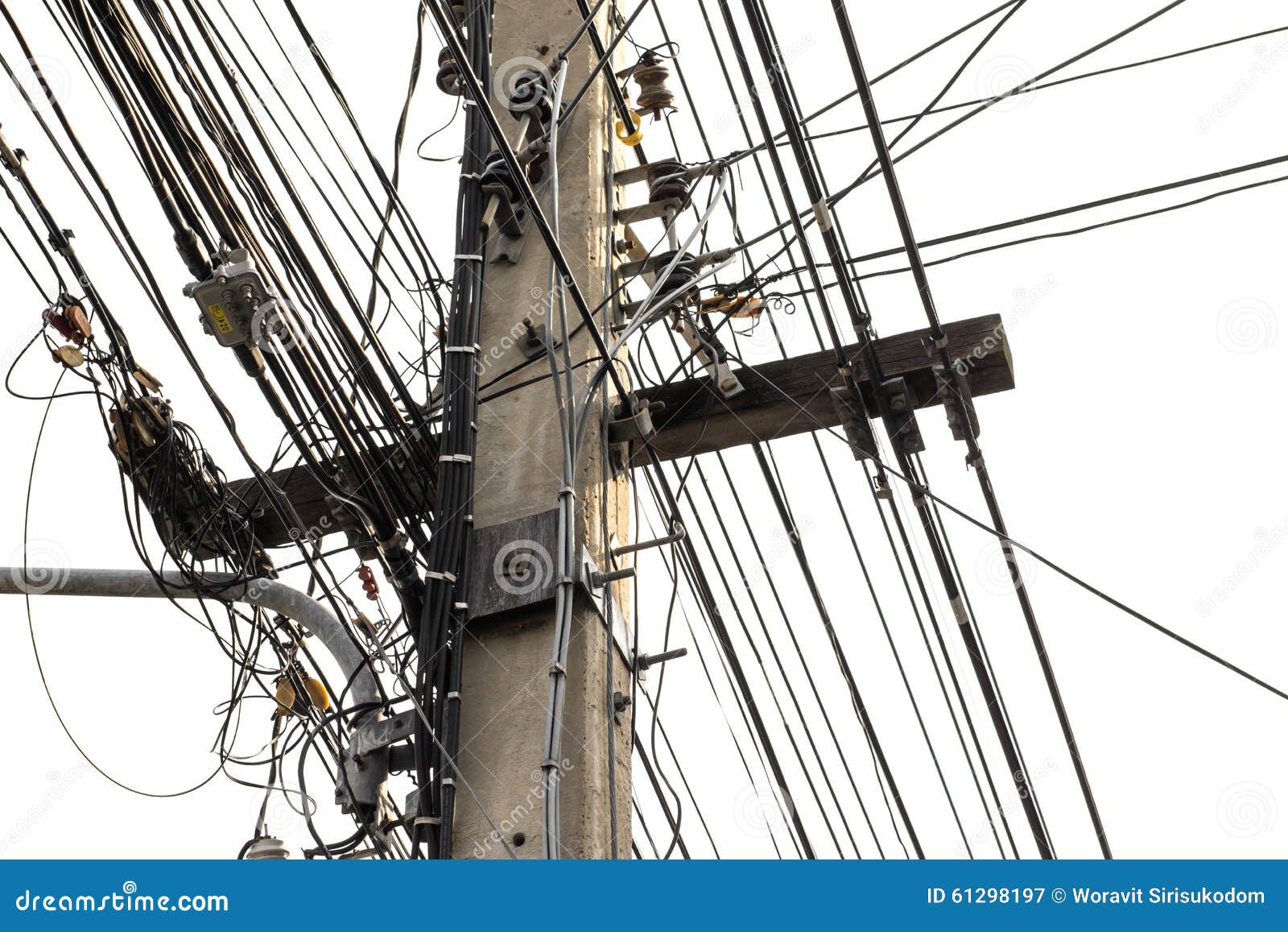 Many Electrical Wires on Poles Stock Image - Image of electricity ...