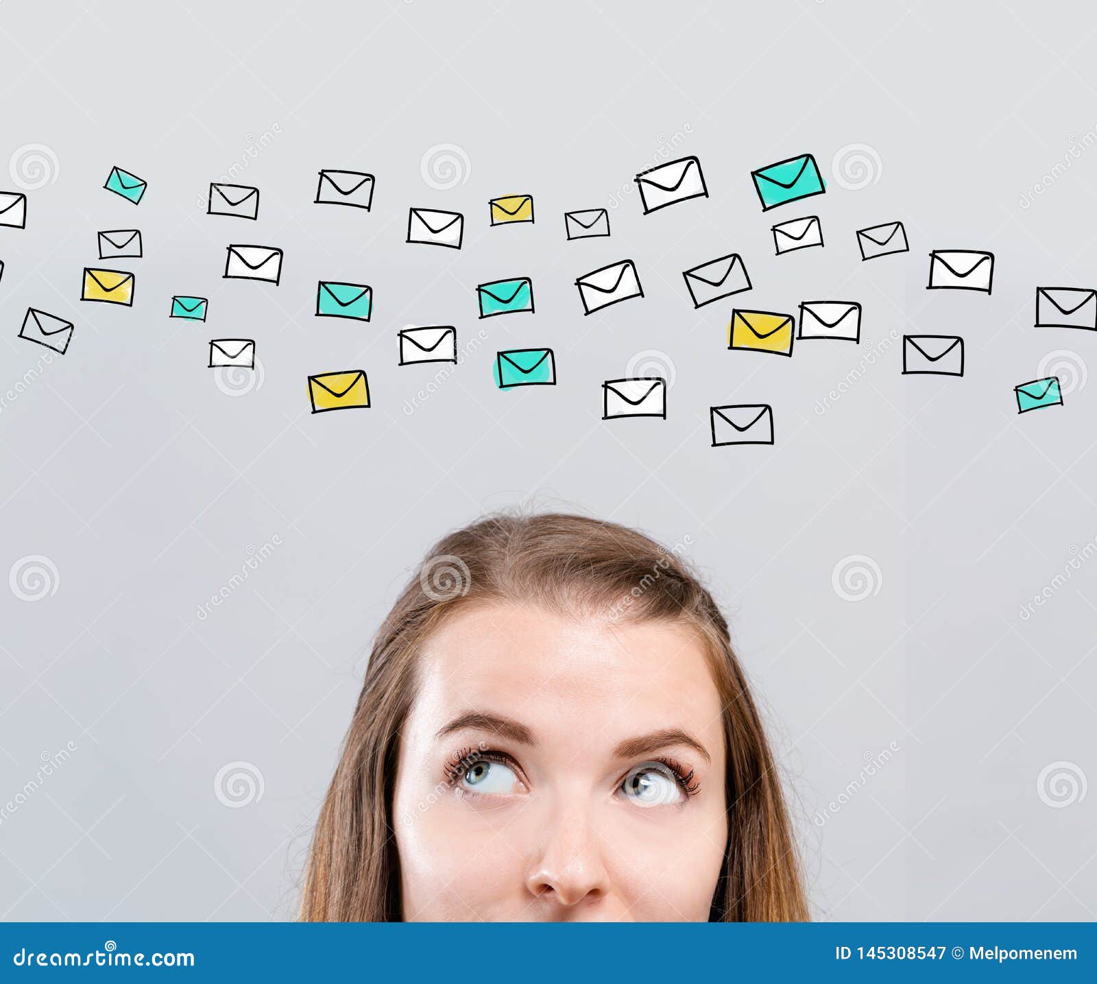 Many Emails with Young Woman Stock Image - Image of business, woman ...