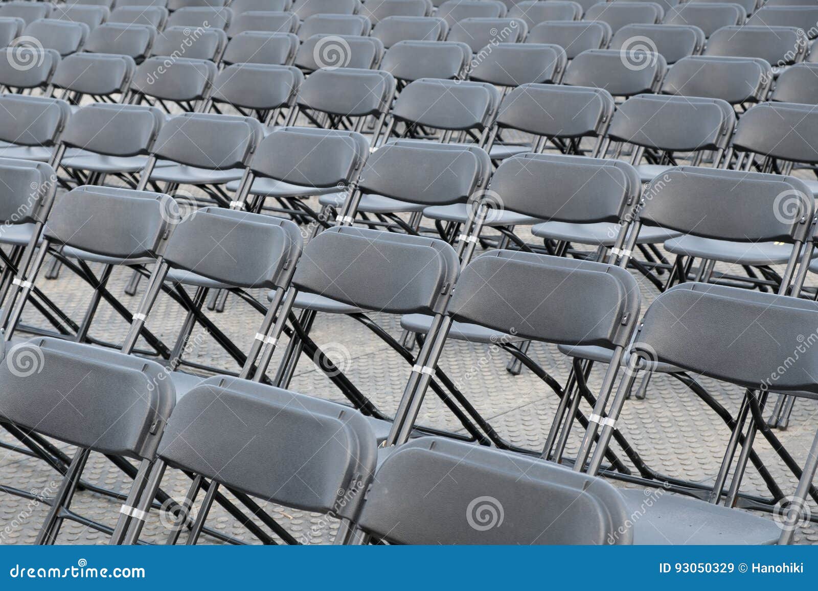 Many Empty Black Folding Chair Rows Stock Image - Image of pattern ...