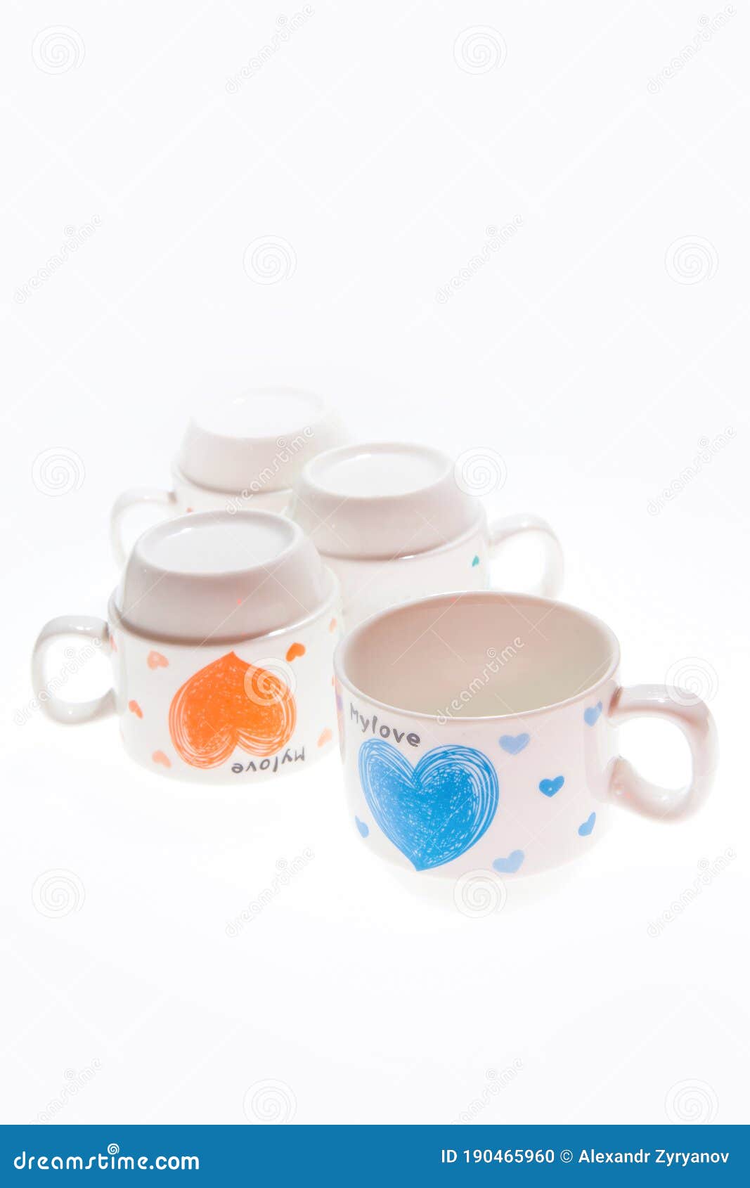 Many Empty Cups for Coffee Isolated on the White Background Stock Photo ...