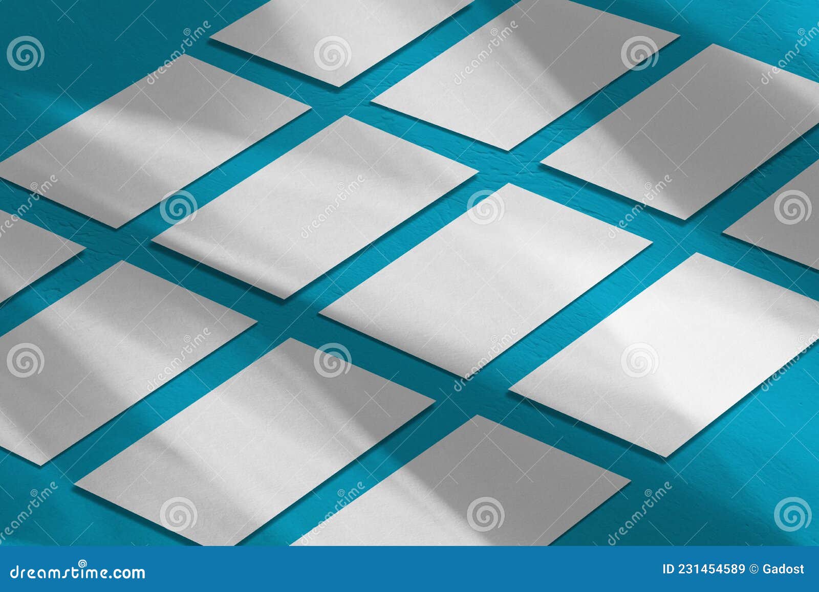 Many Empty Horizontal Rectangle Poster Mockup on Mint Blue Background ...