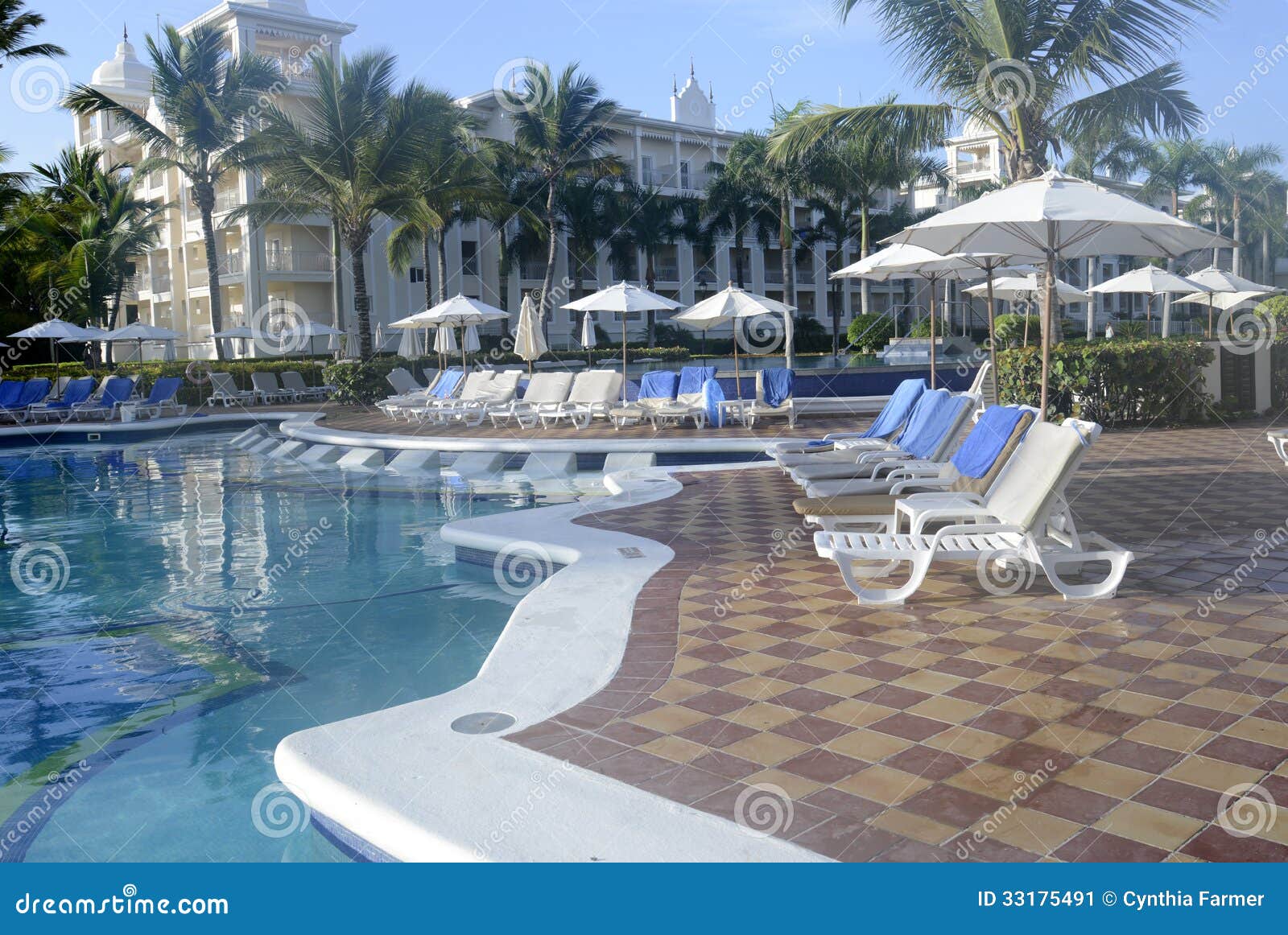 Many Empty Pool Lounge Chairs Stock Image - Image of pool, dominican ...
