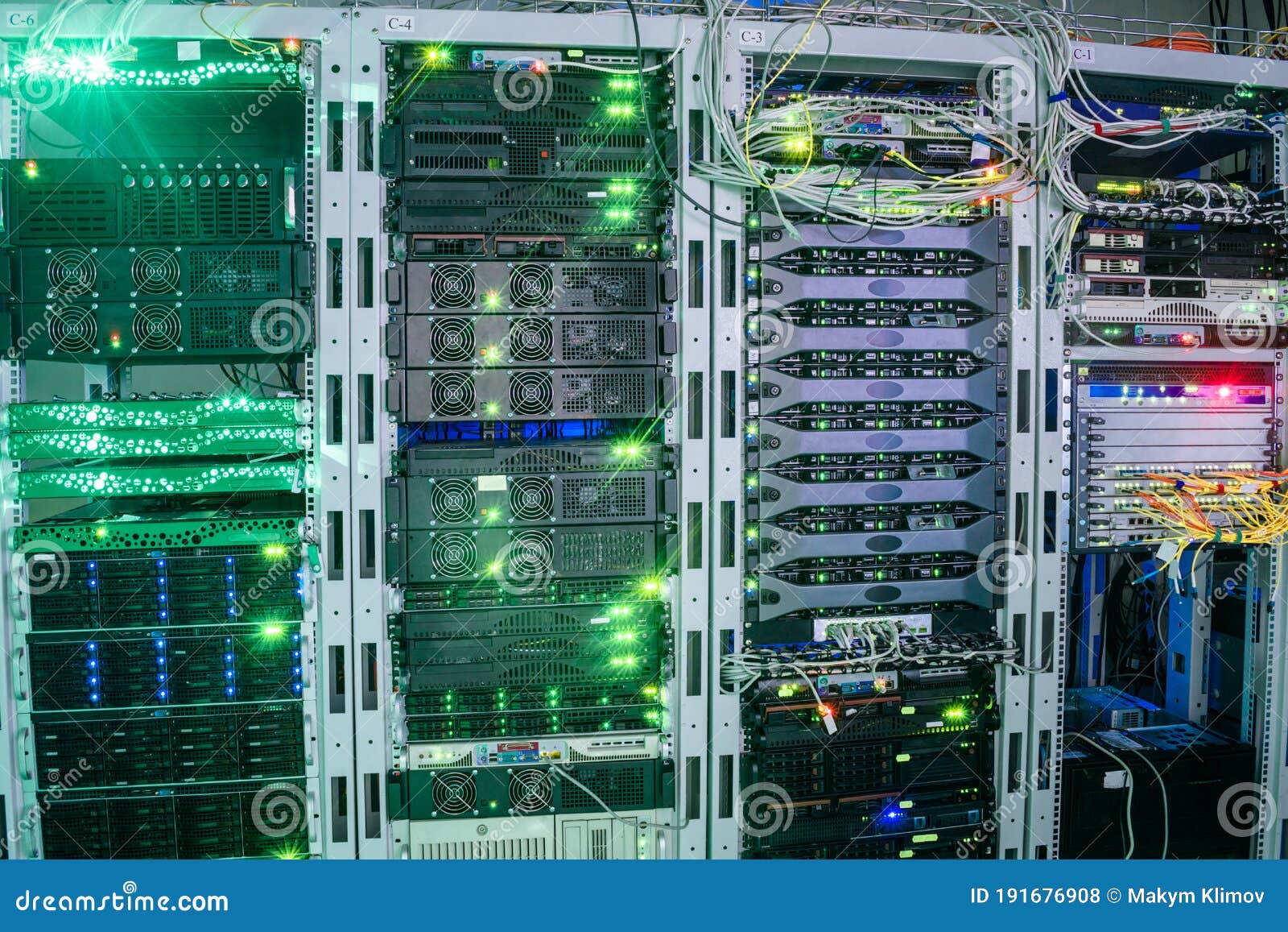Many Equipment Is Installed In The Server Room Of The Data Center. The ...