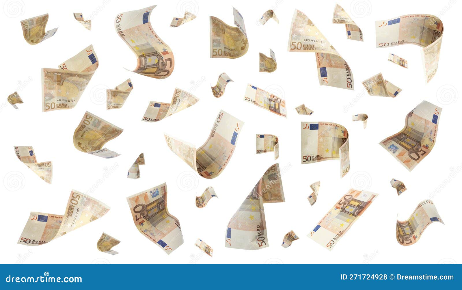 Many Euro Banknotes Flying on White Background Stock Photo - Image of ...