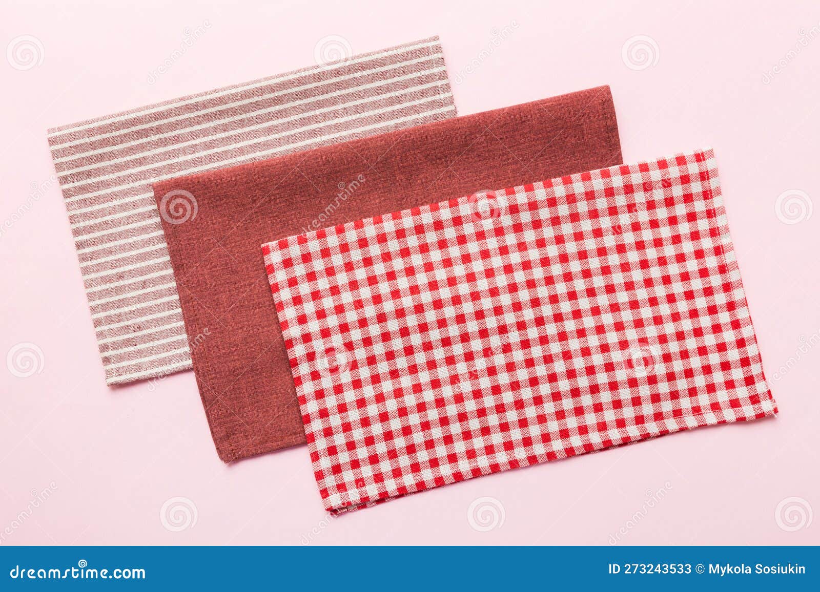 Many Fabric Kitchen Napkin for Table Setting Top View on Table Stock ...