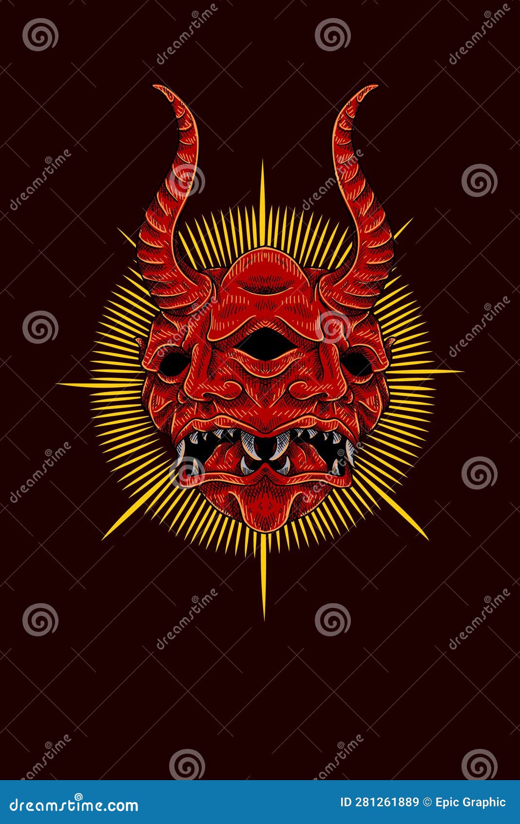 Many Face Devil Vector Illustration Stock Vector - Illustration of ...