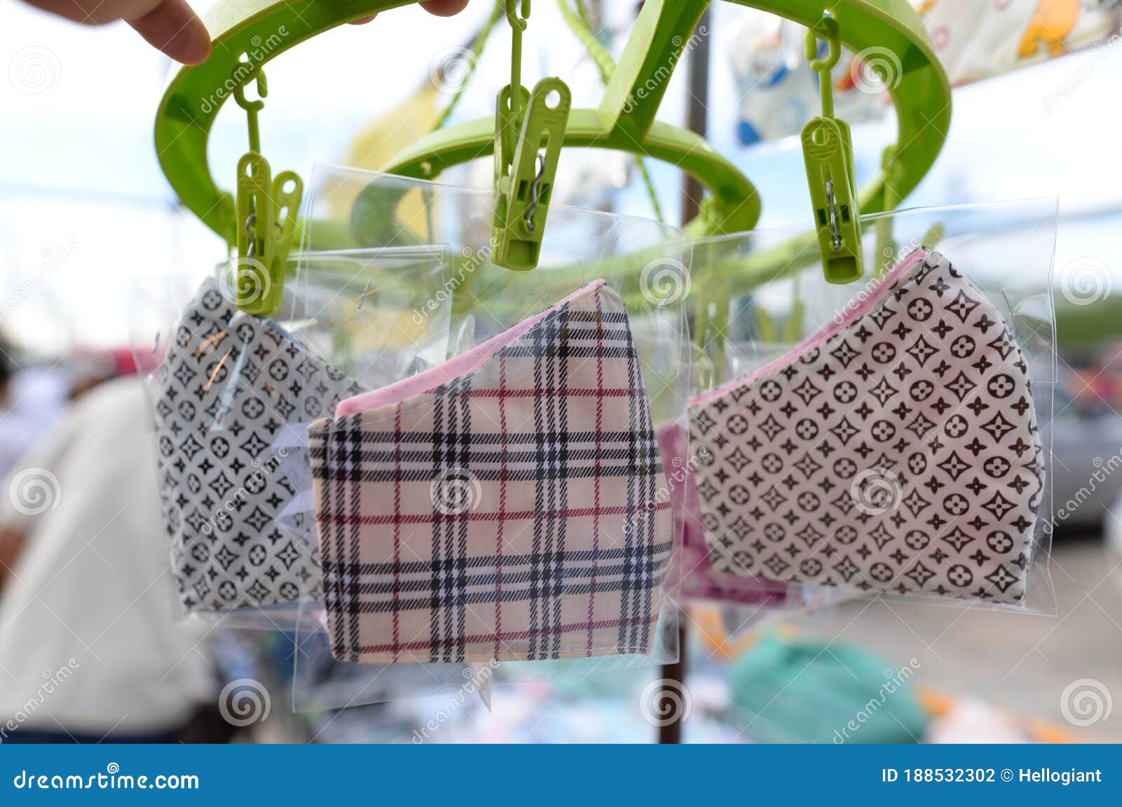 Many Face Masks in Many Colors on the Stall Stock Photo - Image of ...