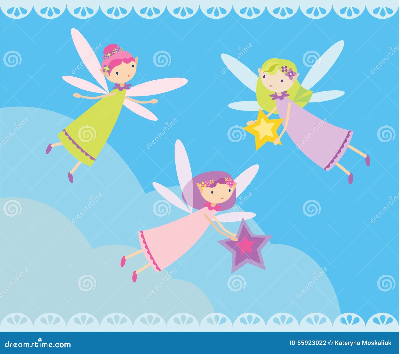 Many fairies flying stock vector. Illustration of cartoon - 55923022
