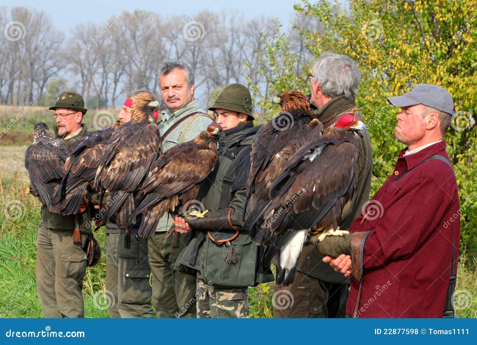 Many Falconers in the Hands of Golden Eagles Editorial Stock Photo ...