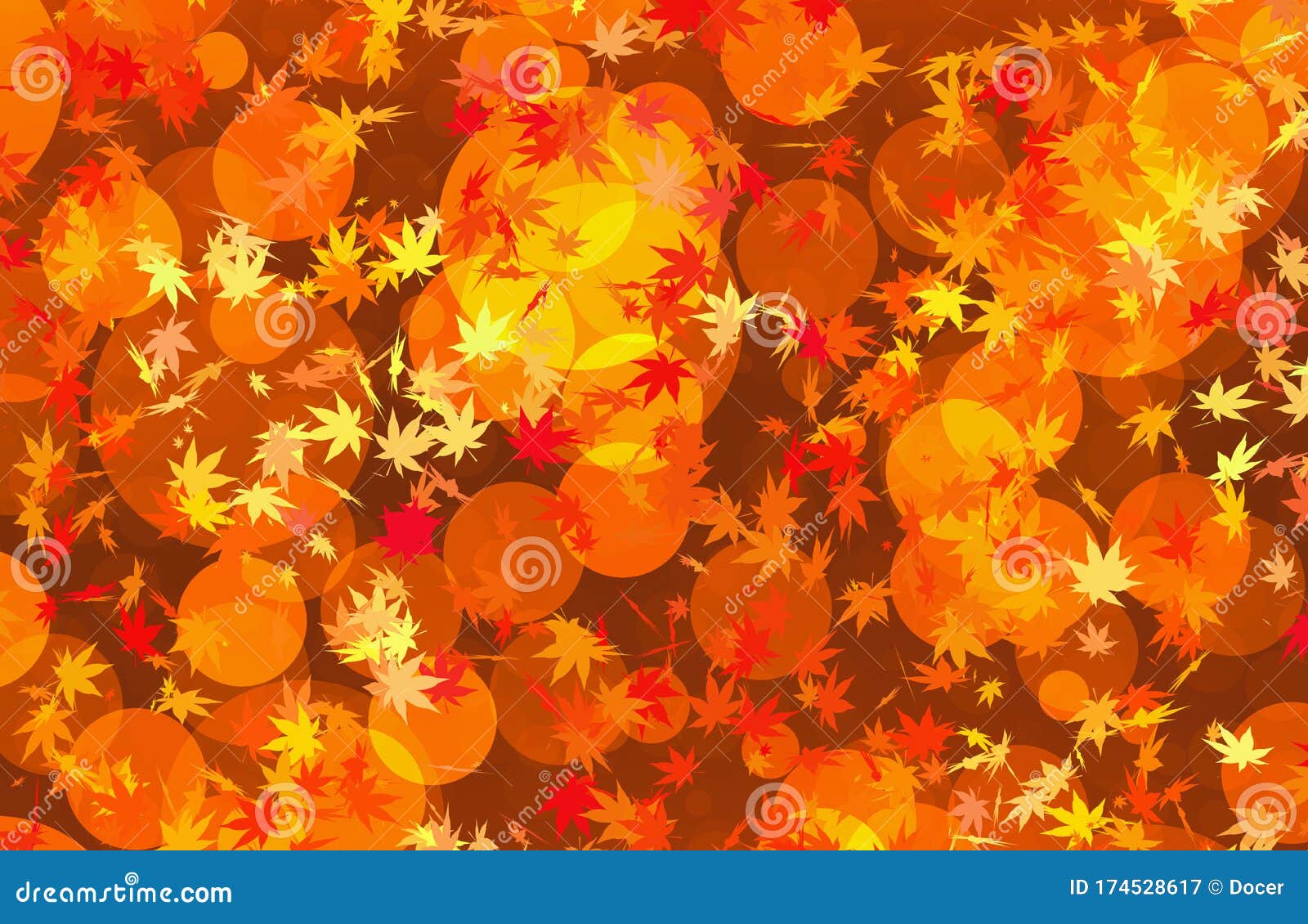 Many Fallen Autumn Leaves on Sunlight Background Stock Illustration ...