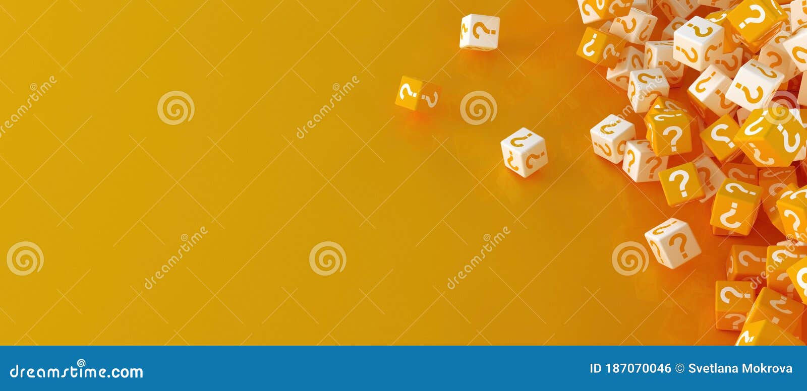 Many Falling Blocks with Question Marks. 3d Illustration Stock ...