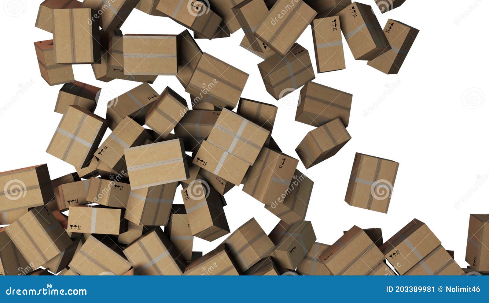 Falling Corrugated Cardboard Boxes, Computer Generated. 3d Rendering Of ...
