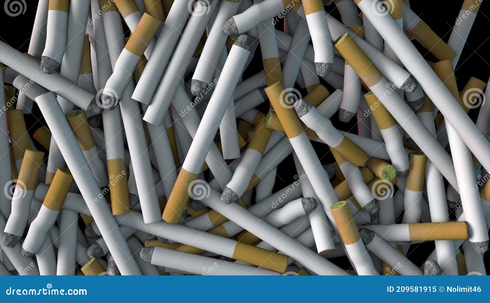 Falling Down White Cigarettes Against Black Background. Computer ...